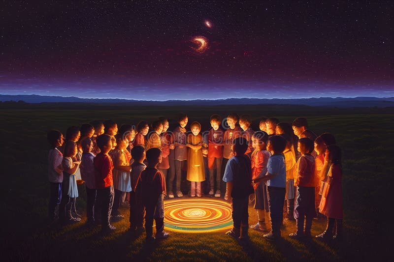 A Group of Diverse Children Holding Hands and Forming a Circle ...