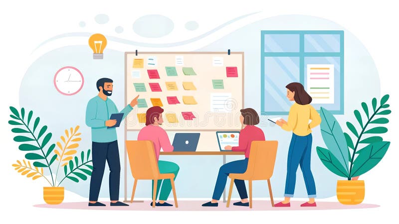 Collaborative Team Brainstorming Session in Modern Office Stock ...