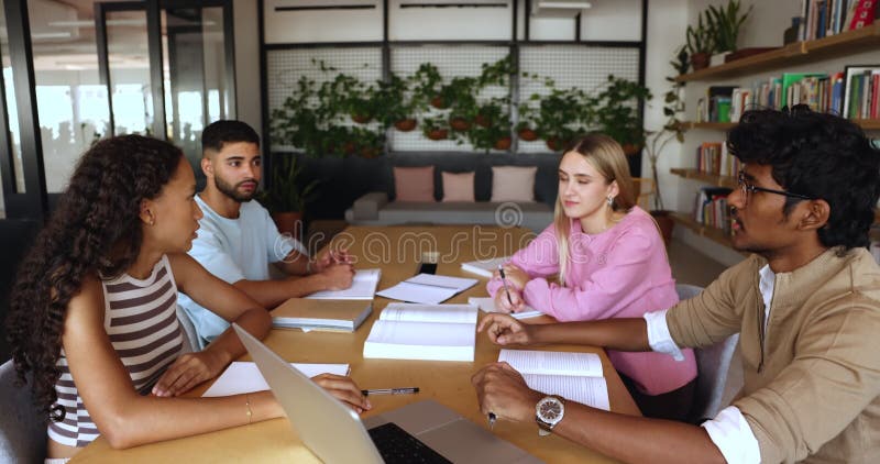 College Students Working on Project with Their Professor Stock Footage ...