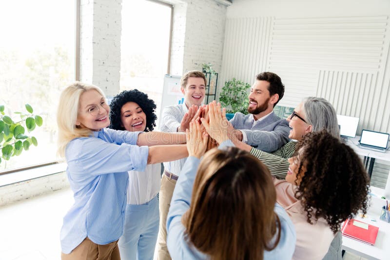 Excited Team Collaboration in Modern Office with Professional ...