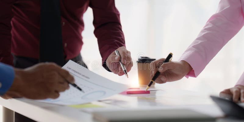 Group of Diverse Creative Discussion about Analyzing Data Financial ...