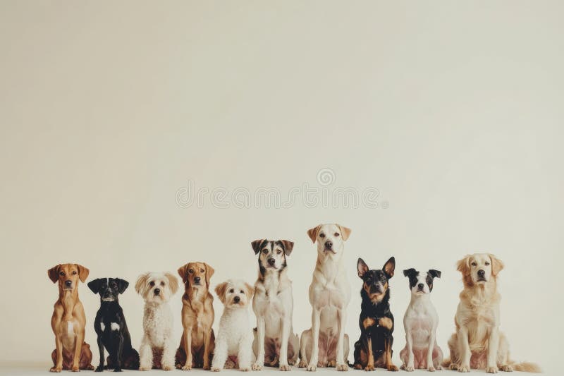 A Group of Diverse Dogs Sits Side by Side, Showcasing Various Breeds ...