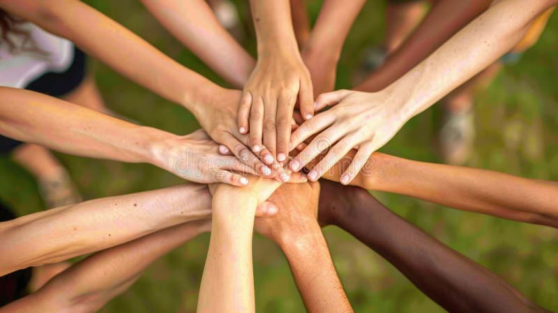 A Group of Diverse Hands Coming Together in Unity AIG535 Stock Photo ...