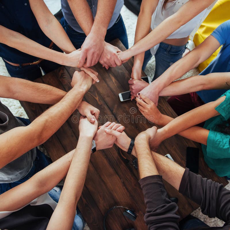 Group of Diverse Hands Together Joining. Concept Teamwork and ...
