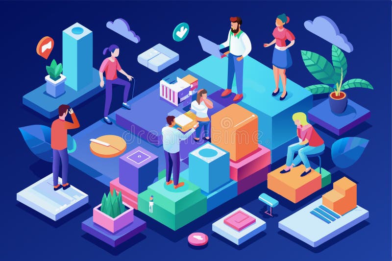 A Group of Diverse Individuals Collaborates in a Vibrant, Customizable ...