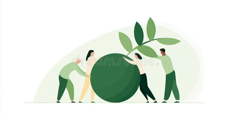 Group of Diverse Individuals Collaboratively Lifting a Large Green ...