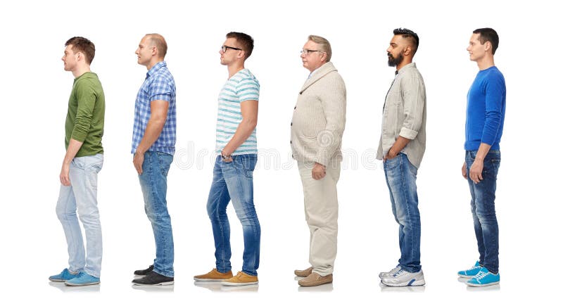 Group of Diverse Men Standing in Line Stock Image - Image of clothes ...