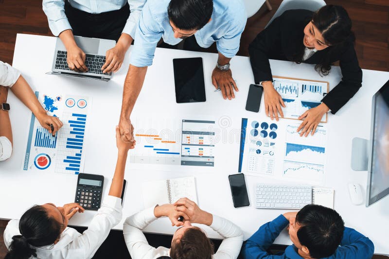 Group of Diverse Office Worker Employee Shake Hand and Working Together ...