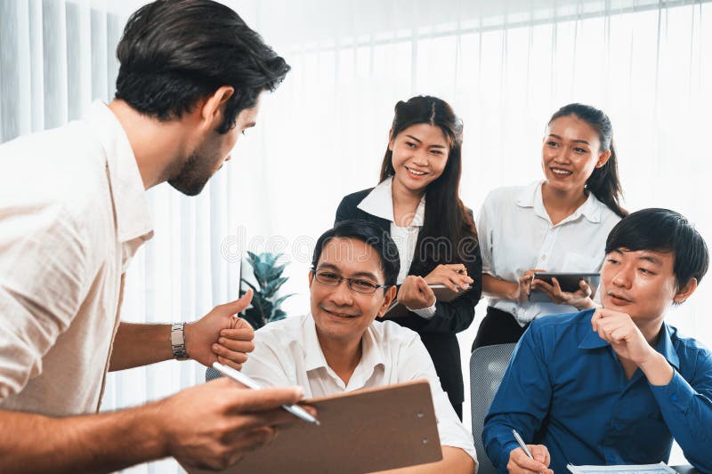 Group of Diverse Office Worker Employee Working Together. Prudent Stock ...
