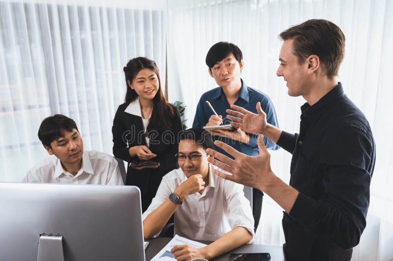 Group of Diverse Office Worker Employee Working Together. Prudent Stock ...