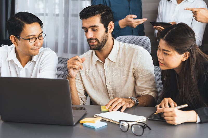 Group of Diverse Office Worker Employee Working Together. Prudent Stock ...
