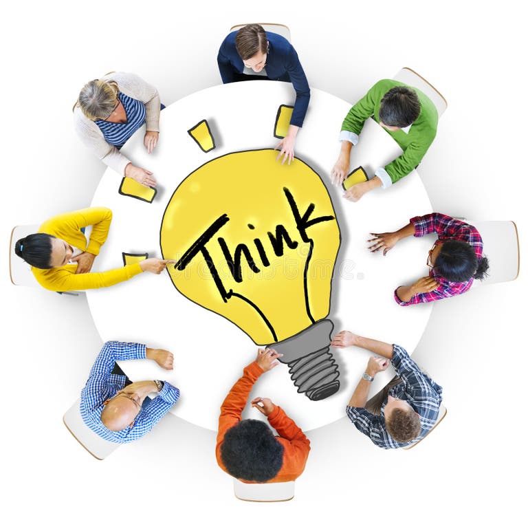 Group of Diverse People in a Circle Brainstorming Stock Photo - Image ...