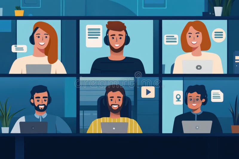 A Group of Diverse People are Engaged in a Lively Video Call Together ...