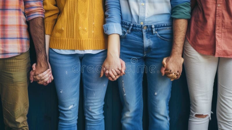 A Group of Diverse People Holding Hands, Showing Unity and Support ...