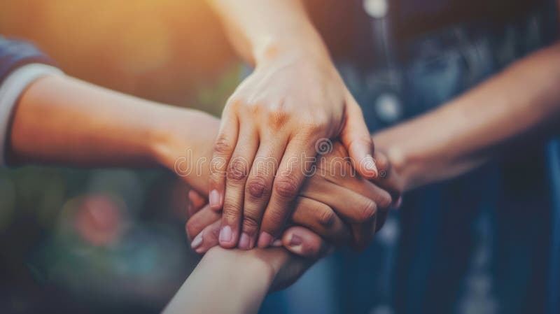 A Group of Diverse People Holding Hands in Unity and Support AIG535 ...