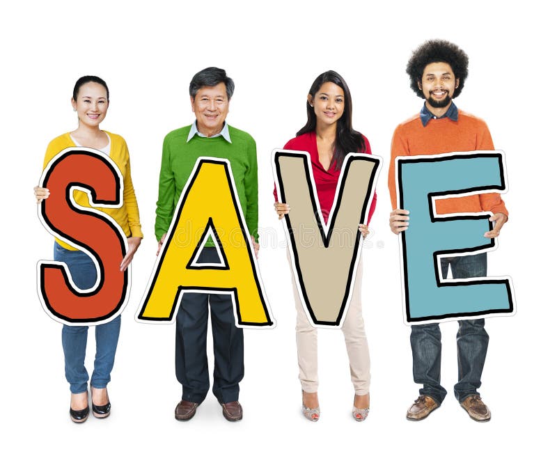 Group of Diverse People Holding Save Stock Image - Image of hipster ...