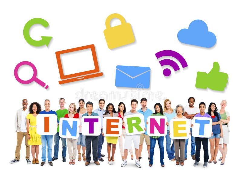 Group of Diverse People Holding Word Internet Stock Image - Image of ...