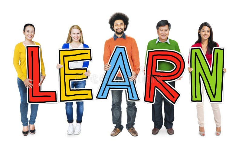 Group of Diverse People Holding Word Learn Stock Image - Image of ...
