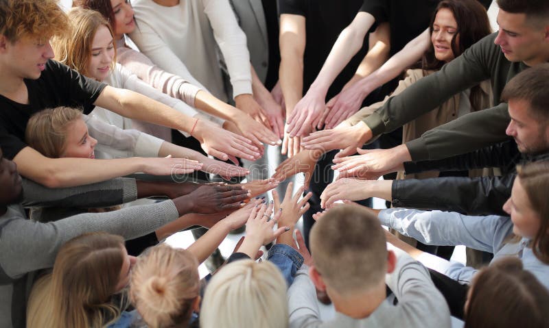 Group of Diverse People Joining Their Hands in a Circle. Stock Image ...