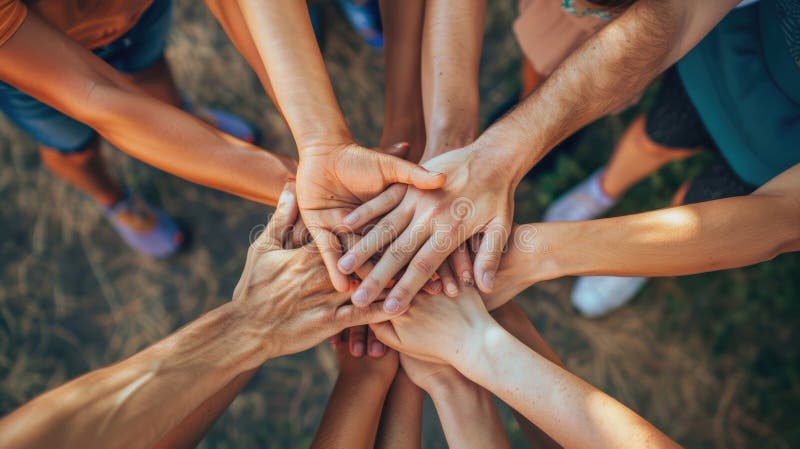 A Group of Diverse People Joining Their Hands Together To Show Unity ...