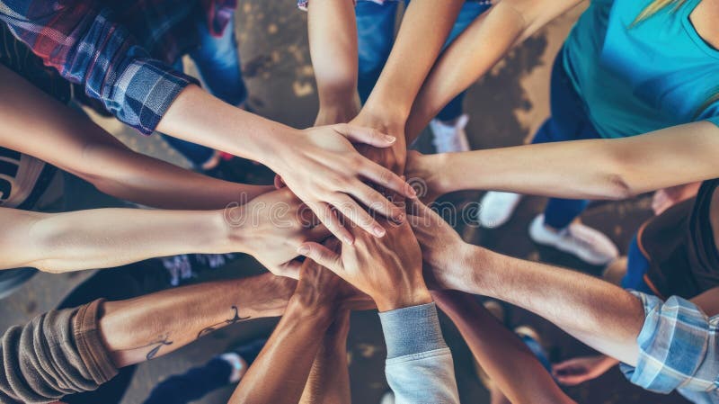 A Group of Diverse People Joining Their Hands Together To Show Unity ...