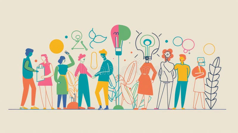 A Group of Diverse People with Light Bulbs Symbolizing Ideas ...