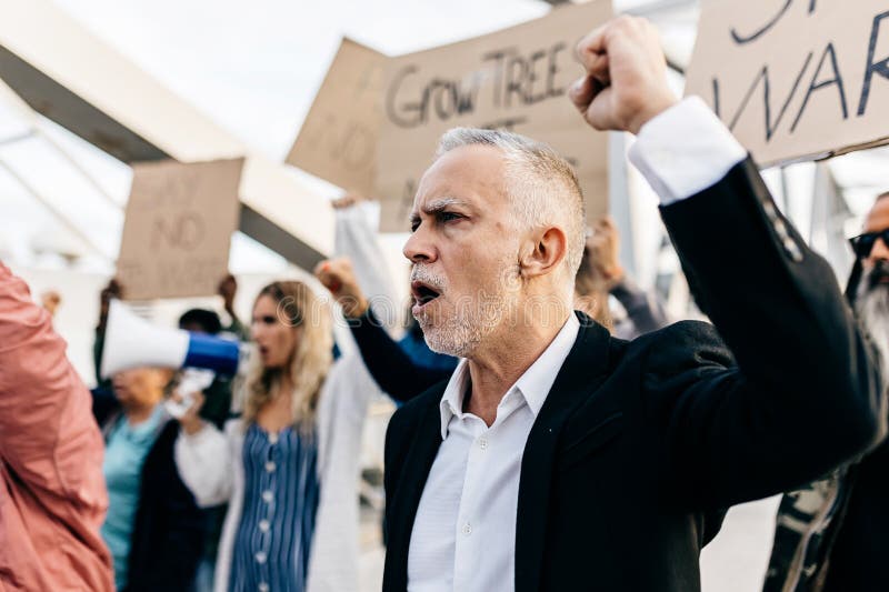Group of Diverse People Protesting Against War Stock Photo - Image of ...