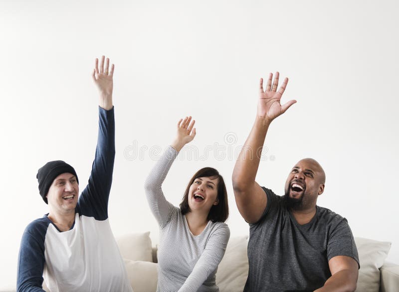 Group of Diverse People Raising Their Hands Stock Photo - Image of ...