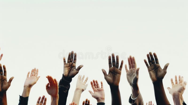 People Raising Their Hands in a Crowded Auditorium AIG535 Stock Photo ...