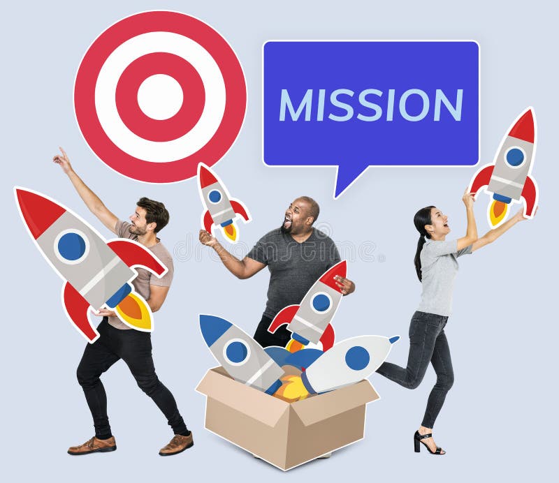 Group of Diverse People with Rockets and Target Stock Image - Image of ...