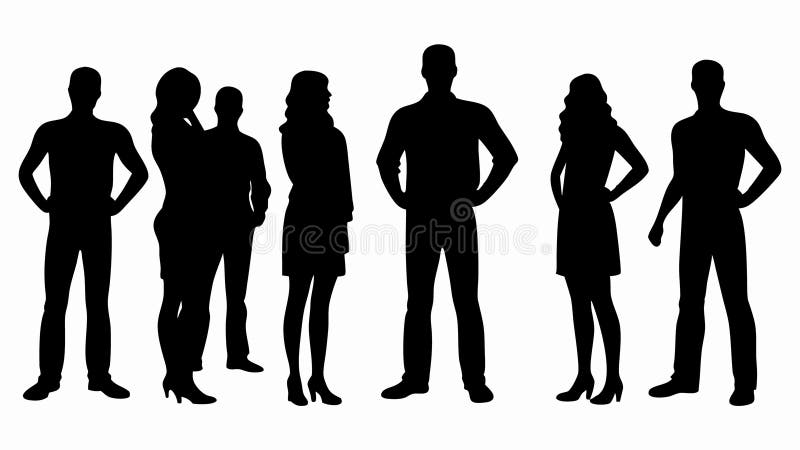 Group of Diverse People Silhouettes in Formal Attire Stock Vector ...
