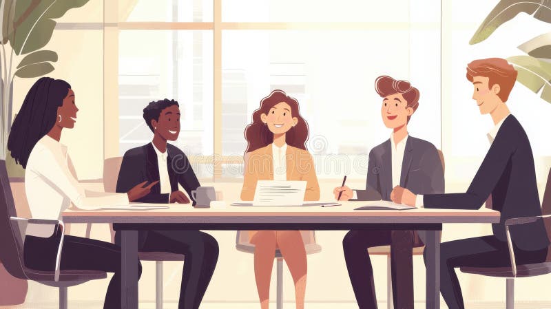 Group of Diverse People Sitting Around a Table Engaged in Conversation ...