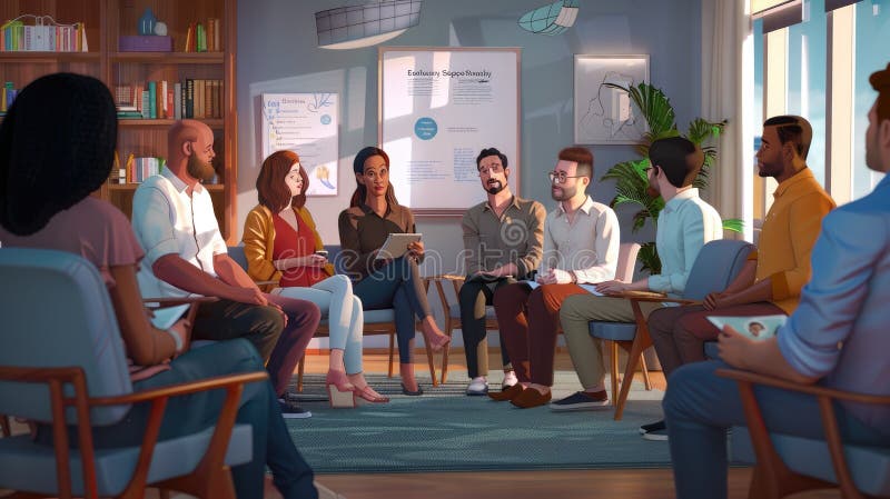 A Group of Diverse People are Sitting in a Circle Having a Group ...