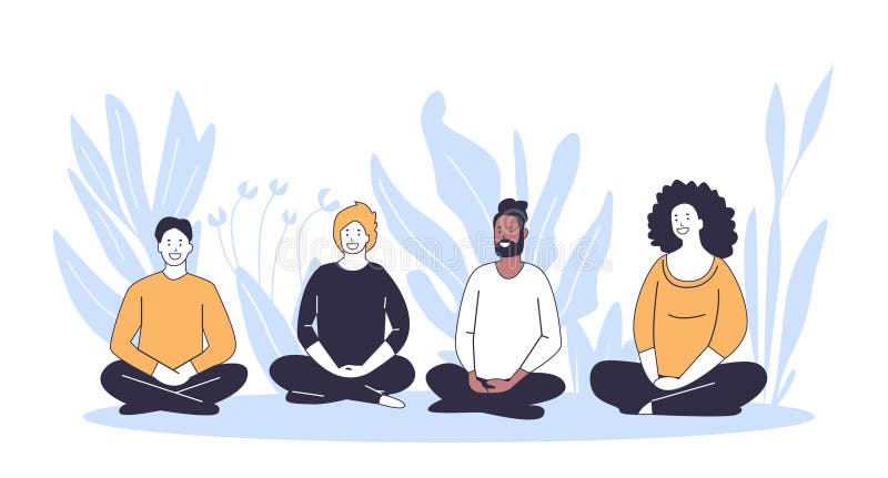 Group of Diverse People Sitting Cross-legged in a Relaxed Outdoor ...