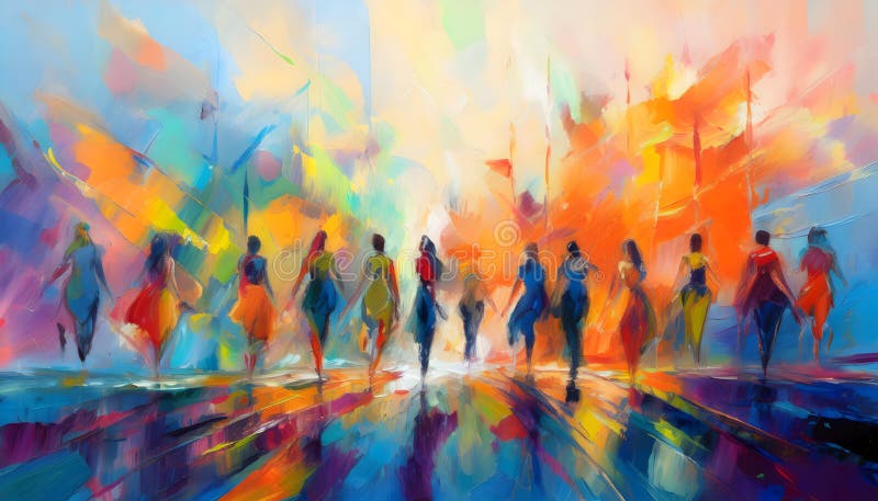 Group of Diverse People with Teamwork with Motion Blur and Movement ...