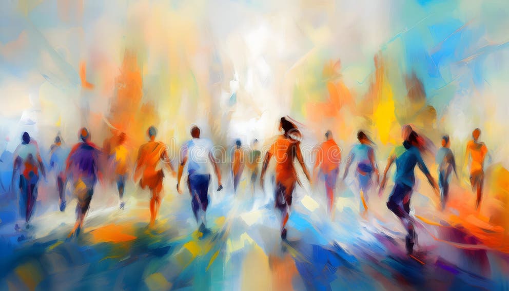 Group of Diverse People with Teamwork with Motion Blur and Movement ...