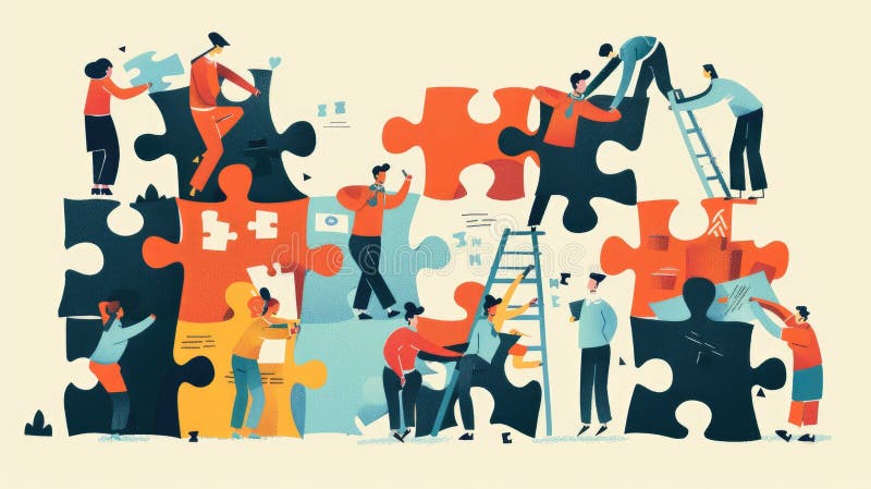 A Group of Diverse People Work Together To Solve a Puzzle the Image ...