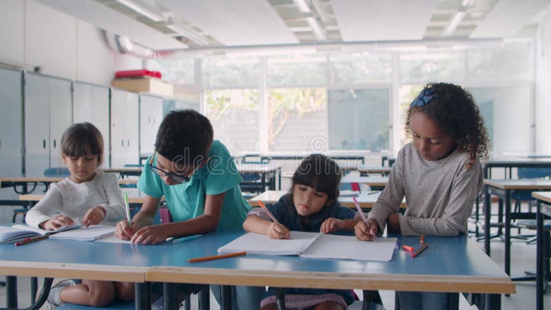 Group of Diverse Primary School Pupils Stock Video - Video of learning ...