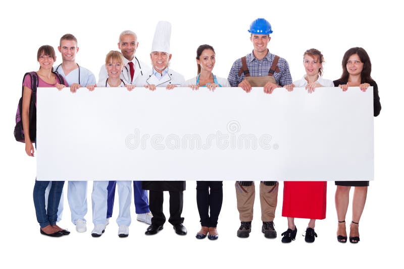 Group of Diverse Professional People with a Banner Stock Photo - Image ...