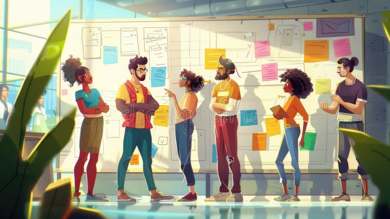 A Group of Diverse Professionals Brainstorm Ideas in a Creative and ...