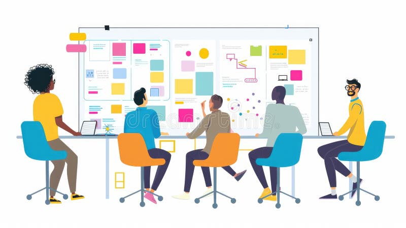 A Group of Diverse Professionals Brainstorm Ideas in a Modern Office ...