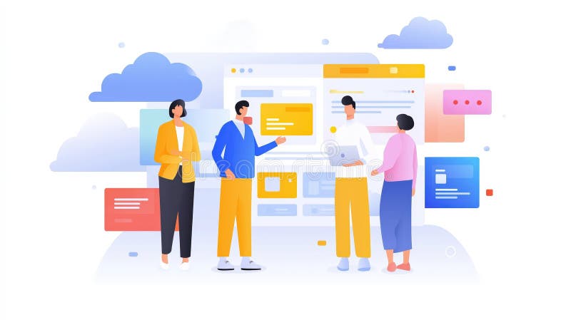 Group of Diverse Professionals Collaborating on Digital Project ...