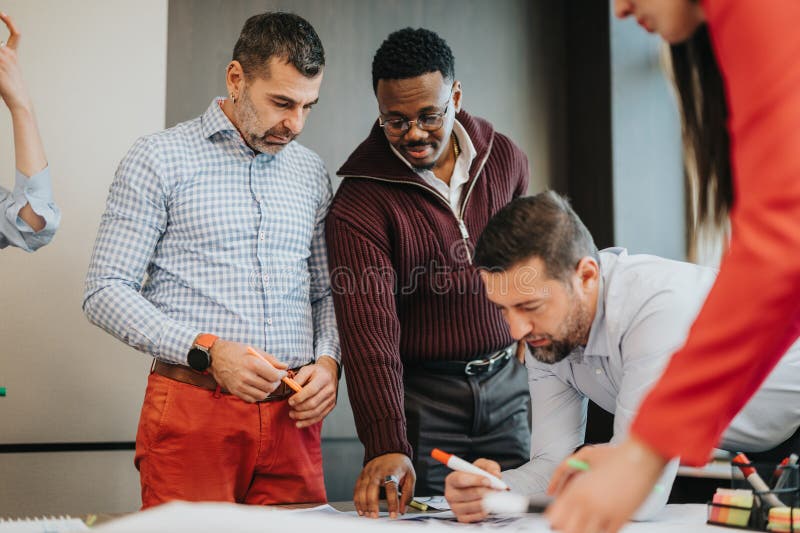 Business Team Collaborating on a Project in a Modern Office Environment Stock Image - Image of ...
