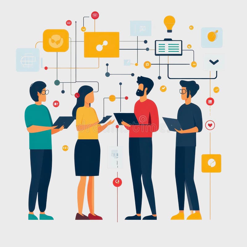 Group of Diverse Professionals Interacting with Digital Devices and ...