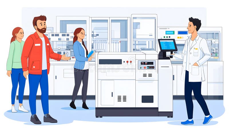 Group of Diverse Professionals in a Lab Setting. Stock Illustration ...