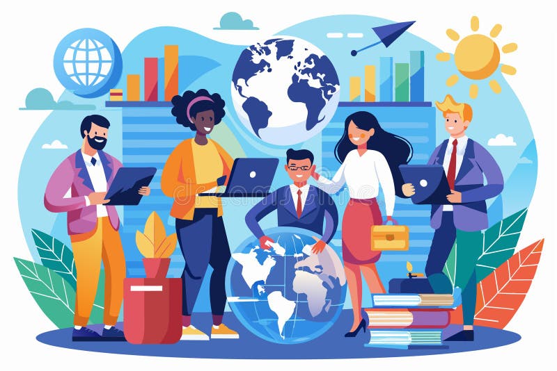 A Group of Diverse Professionals Strategizes on International Business ...