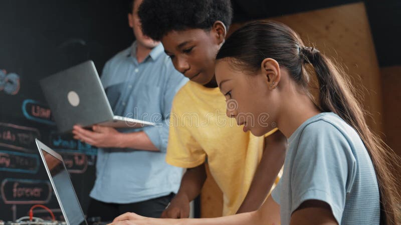 Group of Diverse Smart Student Working Together To Write Program. Edification Stock Video ...