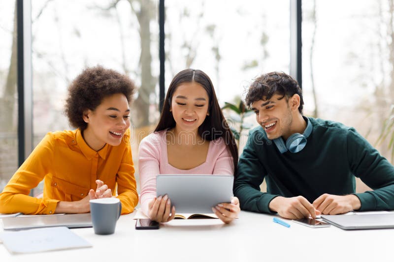 Group of Diverse Smart University Students Sitting in Classroom ...
