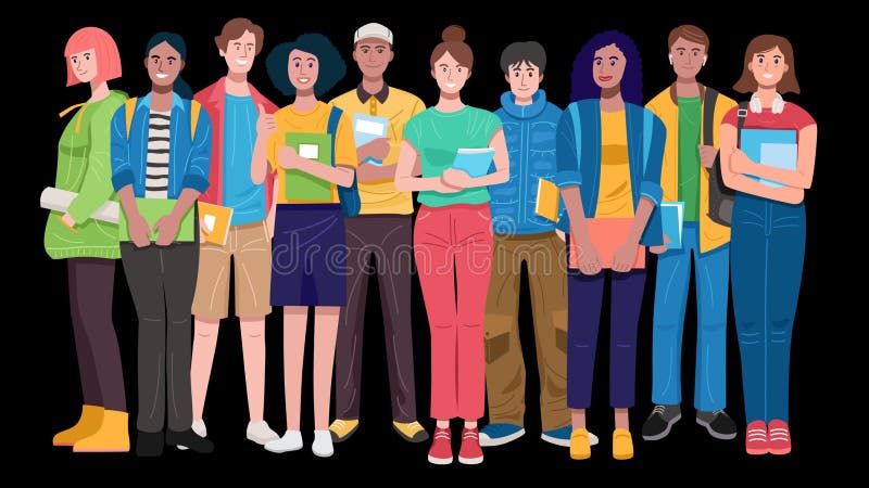 Group of Diverse Students Animation Transparent 4K Stock Video - Video ...