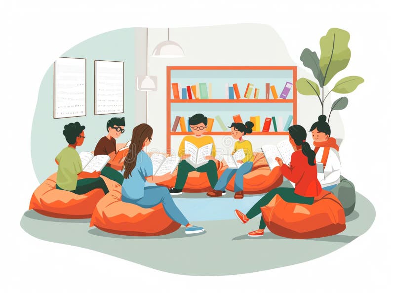 Children Reading Books Together Library Setting Stock Photos - Free ...